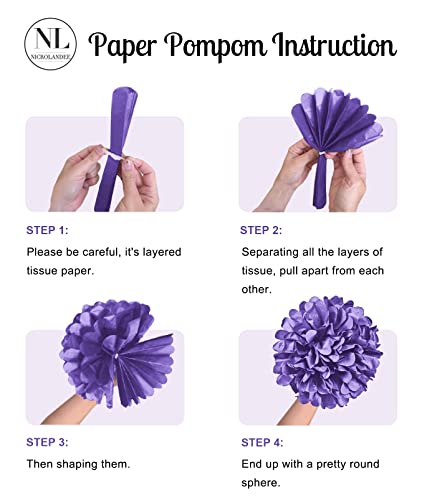 NICROLANDEE Black Gold Party Decorations - 12 PCS Black Gold White Tissue Paper Pom Poms for Wedding, Birthday, Bachelorette, Bridal Shower, Prom, Gruaduation, Festival Decorations