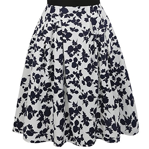 oxiuly Women's Vintage Patchwork Pockets Puffy Swing Casual Party Dress OX165 (Black White, xx_l)