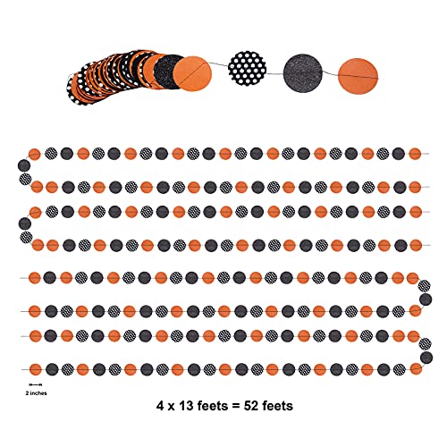 Glitter Black Orange White Dot Circle Garland Halloween Hanging Decoration Haunting Banner Devil Backdrop Demon Decor for Bday/Birthday Sweet 16