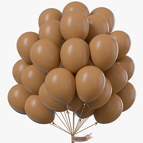 PartyWoo Retro Brown Balloons, 100 pcs 10 Inch Caramel Balloons, Latex Balloons for Balloon Garland as Party Decorations, Birthday Decorations, Wedding Decorations, Neutral Baby Shower Decorations