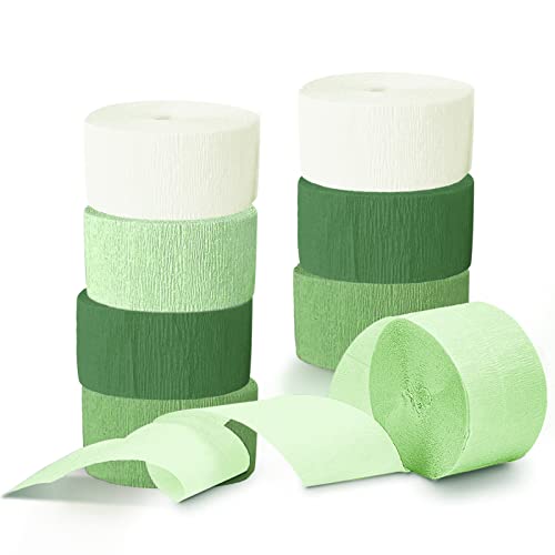 NICROHOME Wedding Party Decorations, 8 Rolls Gradient Green Crepe Paper, Streamers for Wedding, St Patricks Day Decorations, Baby Shower, Green Party, Birthday, 82Ft Long