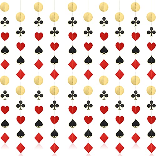 6 Pcs 46.3 Feet Casino Party Decorations Casino Party Hanging Paper Garlands Las Vegas Theme Poker Card Garlands Casino Night Banner Garland Party Photo Booth Backdrops Props(Cute Style)