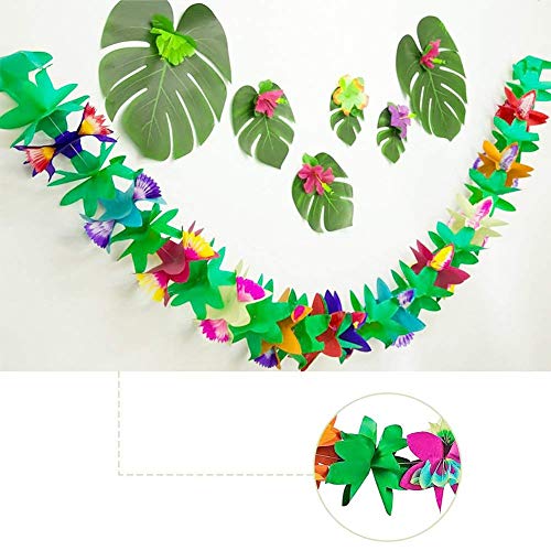 FUTUREPLUSX 2PCS Tropical Paper Garland with 12PCS Plastic Pineapple Cups