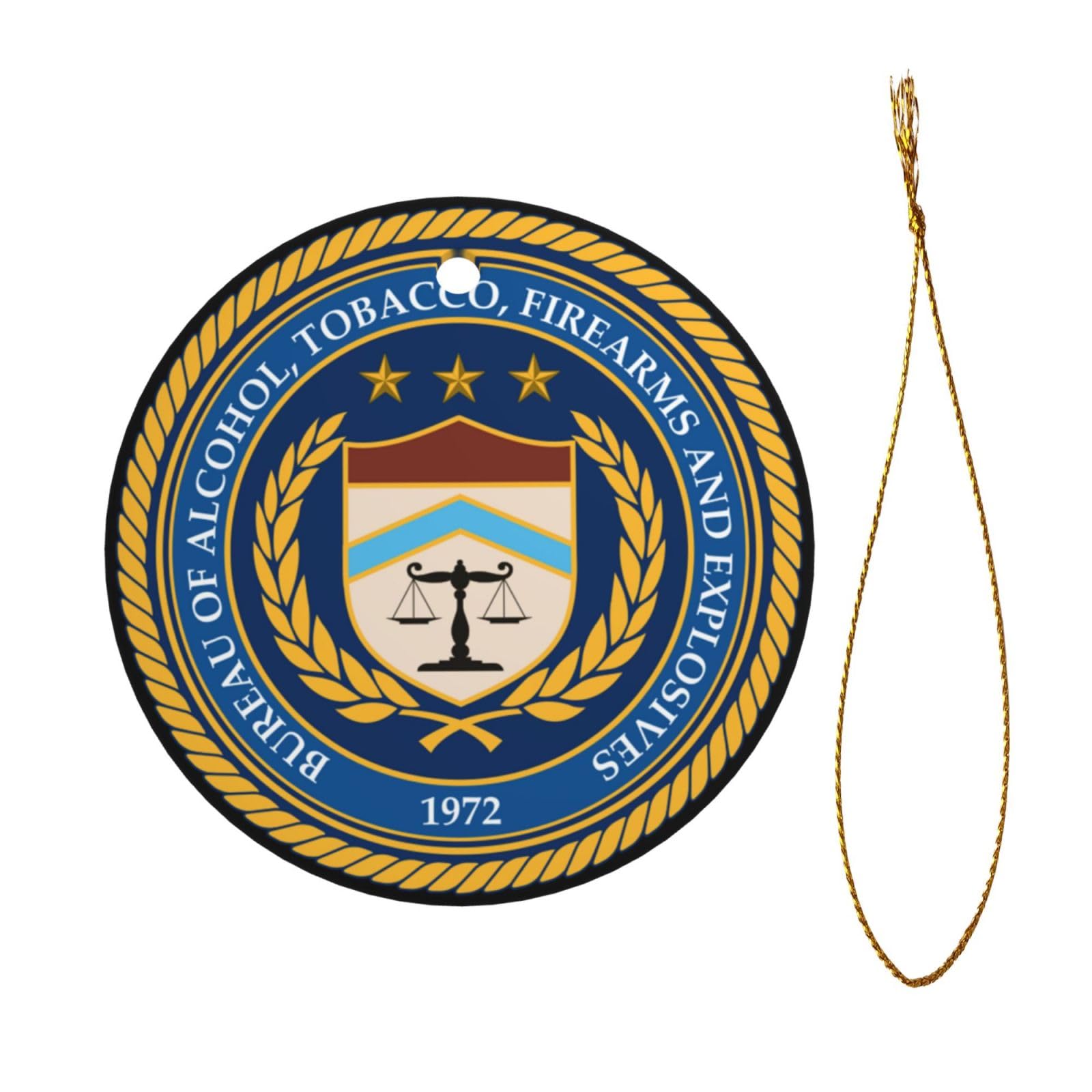 US Bureau of Alcohol Tobacco and Firearms ATF Charming Ceramic Christmas Tree Hanging Ornaments 2.9in Elevate Home Decor Indoors Outdoors