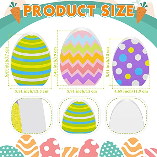 3 Pieces Easter Egg Table Wooden Signs Egg Farmhouse Decorations Spring Egg Wood Tabletop Easter Decorations Easter Egg Dining Room Table Centerpiece for Easter Party Home Office Desk Decor