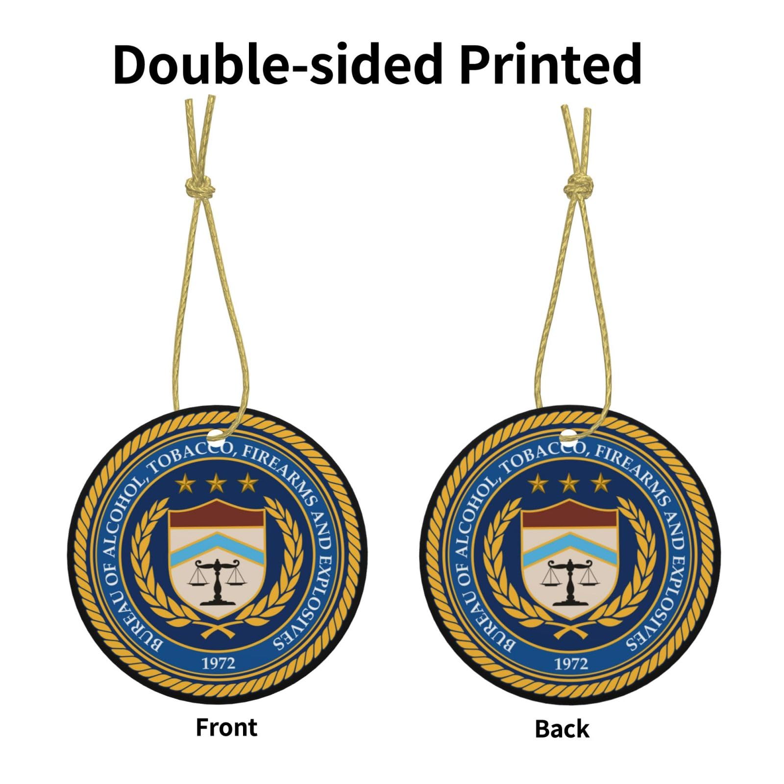 US Bureau of Alcohol Tobacco and Firearms ATF Charming Ceramic Christmas Tree Hanging Ornaments 2.9in Elevate Home Decor Indoors Outdoors