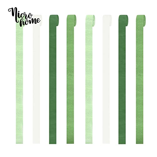 NICROHOME Wedding Party Decorations, 8 Rolls Gradient Green Crepe Paper, Streamers for Wedding, St Patricks Day Decorations, Baby Shower, Green Party, Birthday, 82Ft Long