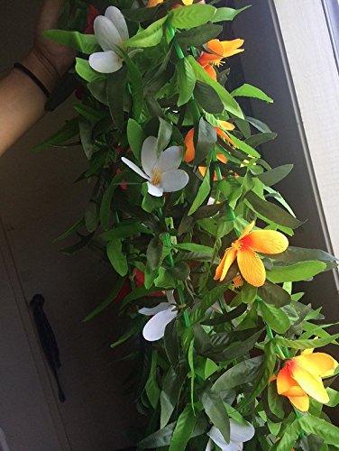 Besutolife Hawaiian Luau Leis Tropical Artificial Flower Leis Necklaces for Graduation Hula Costume Beach Party Hawaiian Luau Party 3 PCS