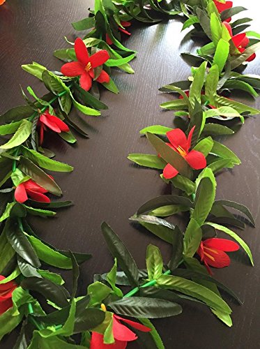 Besutolife Hawaiian Luau Leis Tropical Artificial Flower Leis Necklaces for Graduation Hula Costume Beach Party Hawaiian Luau Party 3 PCS