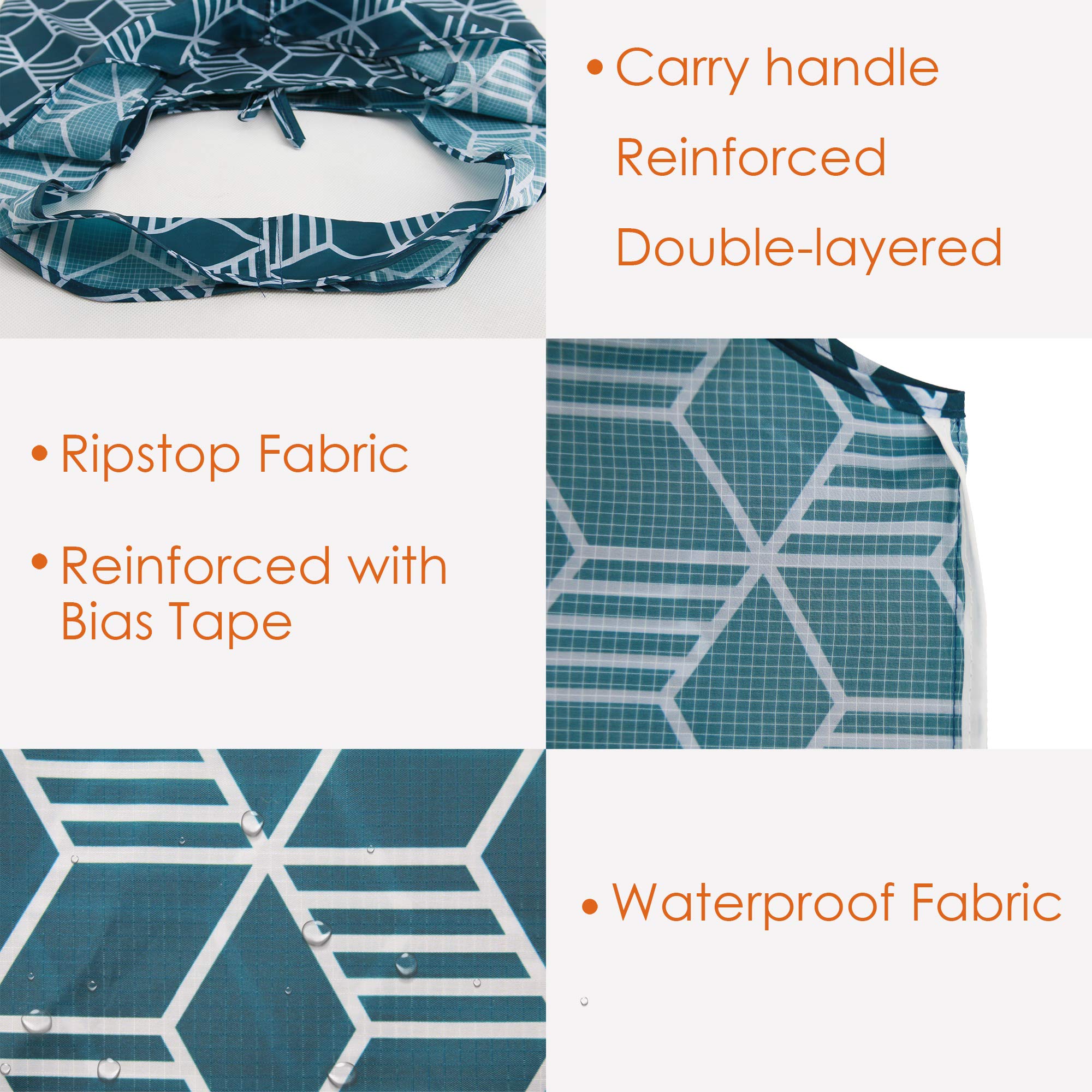 BeeGreen Geometry Reusable-Grocery-Bags Bulk 2 Pack. Tearing-Prevent Material Reusable-Shopping-Bags Extra Large for 50LBS Heavy-duty Sturdy. Foldable Machine-Washable-Nylon Gift for Women