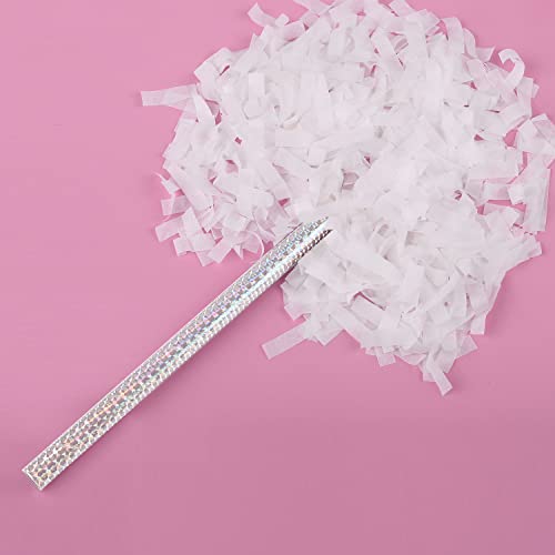 Battife 7Pack White Confetti Wands, Confetti Shoot Poppers, Tissue Paper Confetti Flick Flutter Sticks for Wedding Celebrations Anniversary Birthday Party, 14 Inch