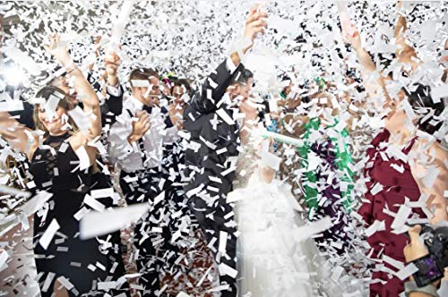 Battife 7Pack White Confetti Wands, Confetti Shoot Poppers, Tissue Paper Confetti Flick Flutter Sticks for Wedding Celebrations Anniversary Birthday Party, 14 Inch