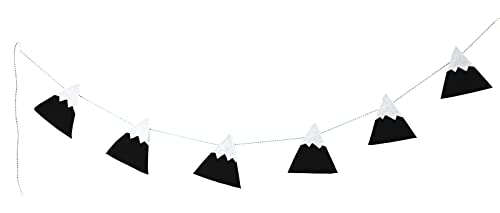ELLA & MAX Kids Nursery Decor Mountain Garland Banner Black Felt Bunting, Woodland Theme Nursery, Rustic Nursery Decor. Handmade in USA.
