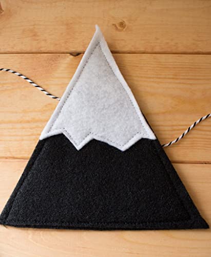 ELLA & MAX Kids Nursery Decor Mountain Garland Banner Black Felt Bunting, Woodland Theme Nursery, Rustic Nursery Decor. Handmade in USA.