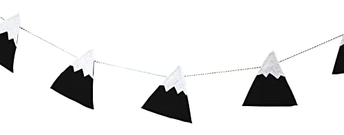 ELLA & MAX Kids Nursery Decor Mountain Garland Banner Black Felt Bunting, Woodland Theme Nursery, Rustic Nursery Decor. Handmade in USA.