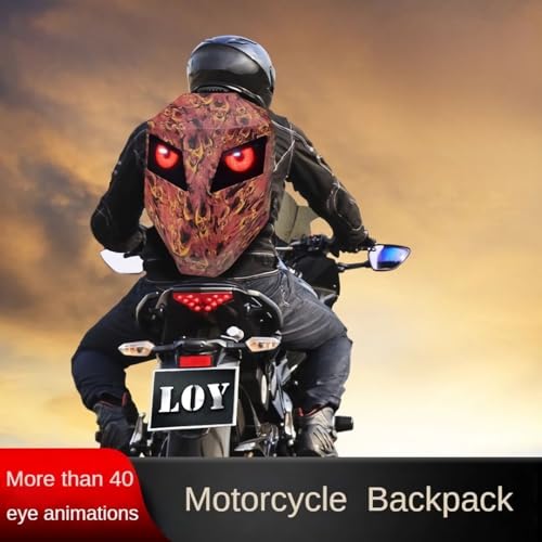 Taysem LED Backpack with Eyes Led - LED Motorcycle Backpacks for Men Backpack with Digital Moving Eyes (E)
