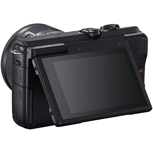Canon EOS M200 Mirrorless Digital Camera (Black) w/EF-M 15-45mm f/3.5-6.3 is STM + Wide-Angle and Telephoto Lenses + Portable Tripod + 64GB Memory Card + Deluxe Accessory Bundle (Renewed)