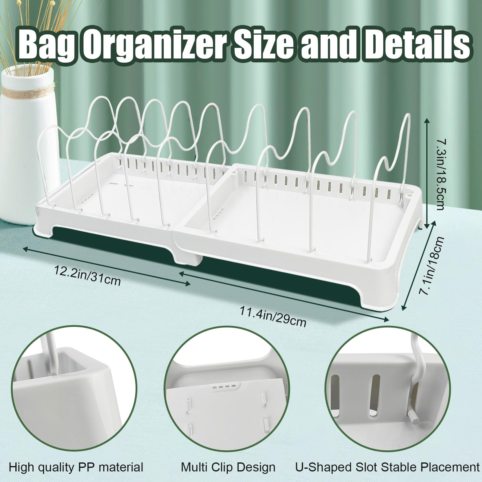 Sibosen Reusable Shopping Bag Organizer, Adjustable Shelf Dividers, Great for Storing Folded Cloth and Paper Grocery, Food Storage, Lunch, Shopping and Gift Bags