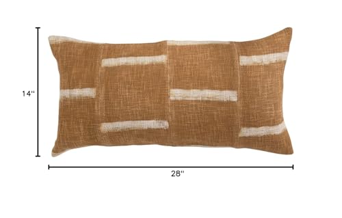 Creative Co-Op Cotton Printed Pieced Lumbar Pillow, 28" L x 14" W x 2" H, Multicolor