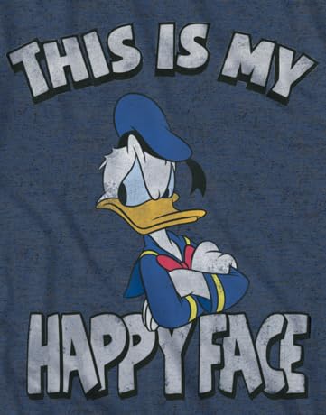 Disney Donald Duck Angry Grumpy This is My Happy Face T-Shirt(Indigo Heather Black,Large)