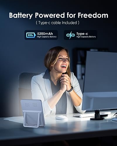 SUXIO Light Therapy Lamps Rechargeable, 10000 Lux Sunlight Lamp, Therapy Light with Wake-Up Function, Daylight Lamp with Memory Function, Happy Lamp Use As Lift-Mood, Light Therapy Box for Home/Office