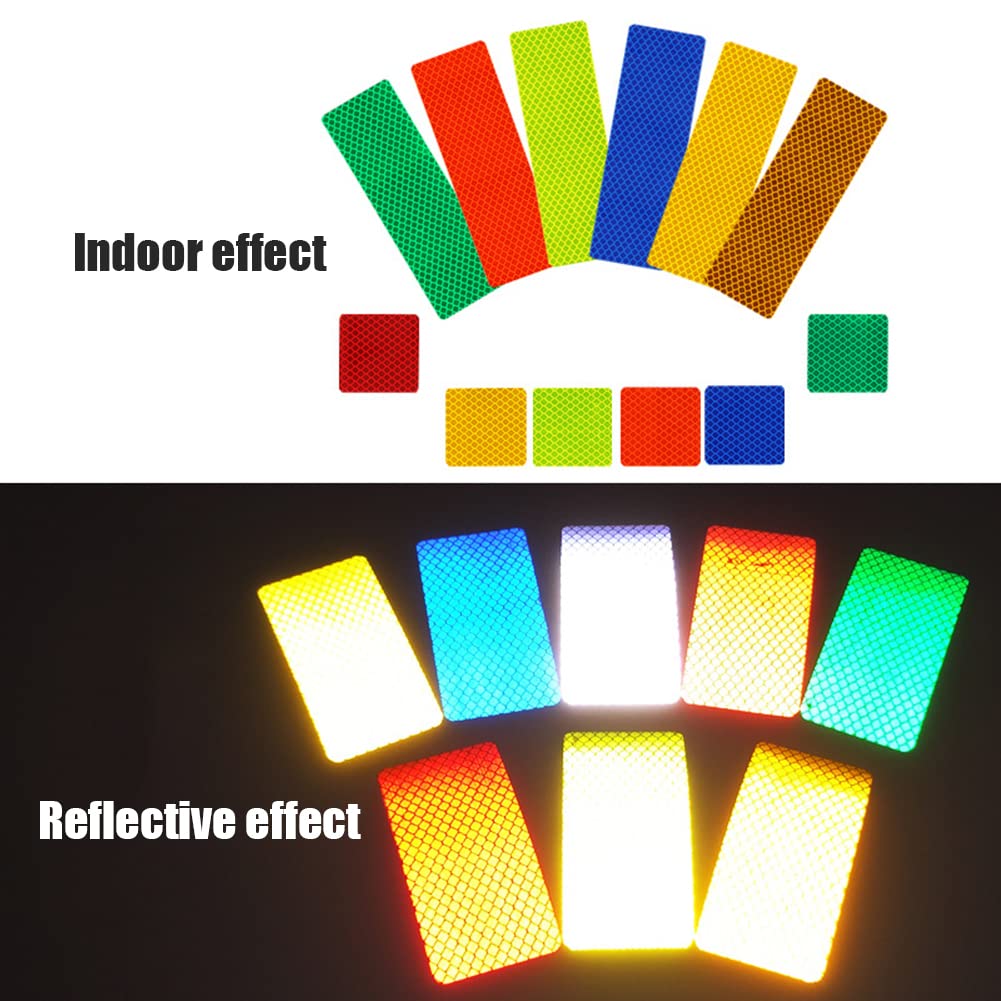 SEADEAR 10 Pieces Reflective Warning Stickers, Night Warning Reflective Sticker Waterproof PET Reflective Sticker Personalized Body Stickers for Car, Motorcycle, Helmet, Rectangular Red