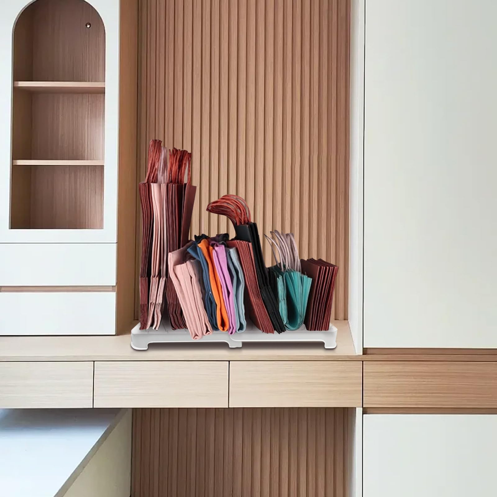 Sibosen Reusable Shopping Bag Organizer, Adjustable Shelf Dividers, Great for Storing Folded Cloth and Paper Grocery, Food Storage, Lunch, Shopping and Gift Bags