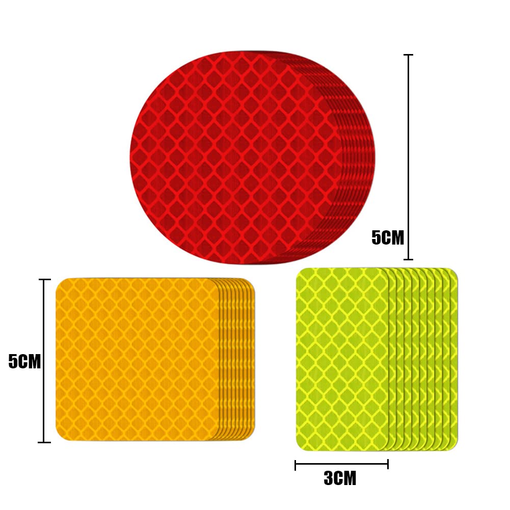 SEADEAR 10 Pieces Reflective Warning Stickers, Night Warning Reflective Sticker Waterproof PET Reflective Sticker Personalized Body Stickers for Car, Motorcycle, Helmet, Rectangular Red