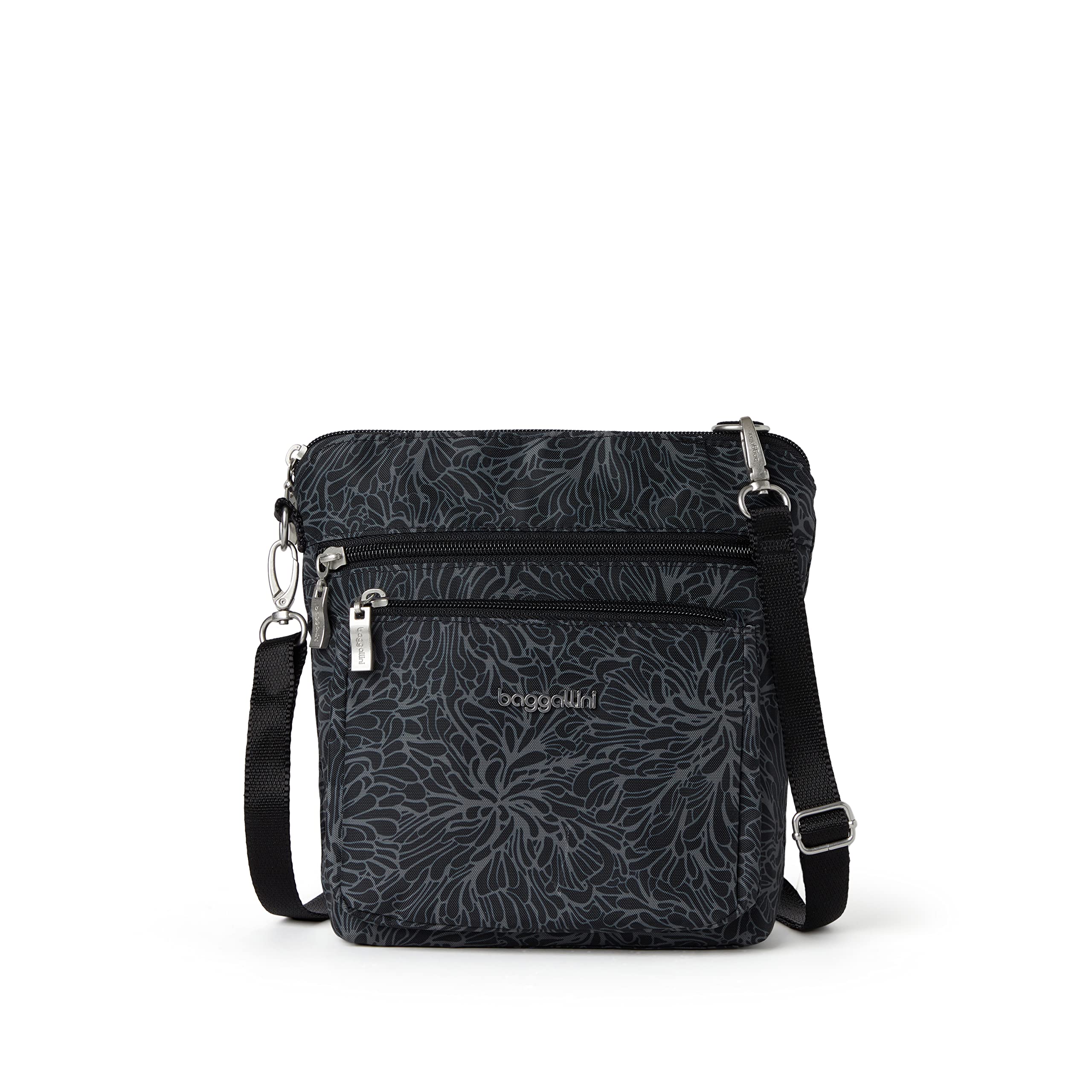 Baggallini Women's Modern Pocket Crossbody, Midnight Blossom Print
