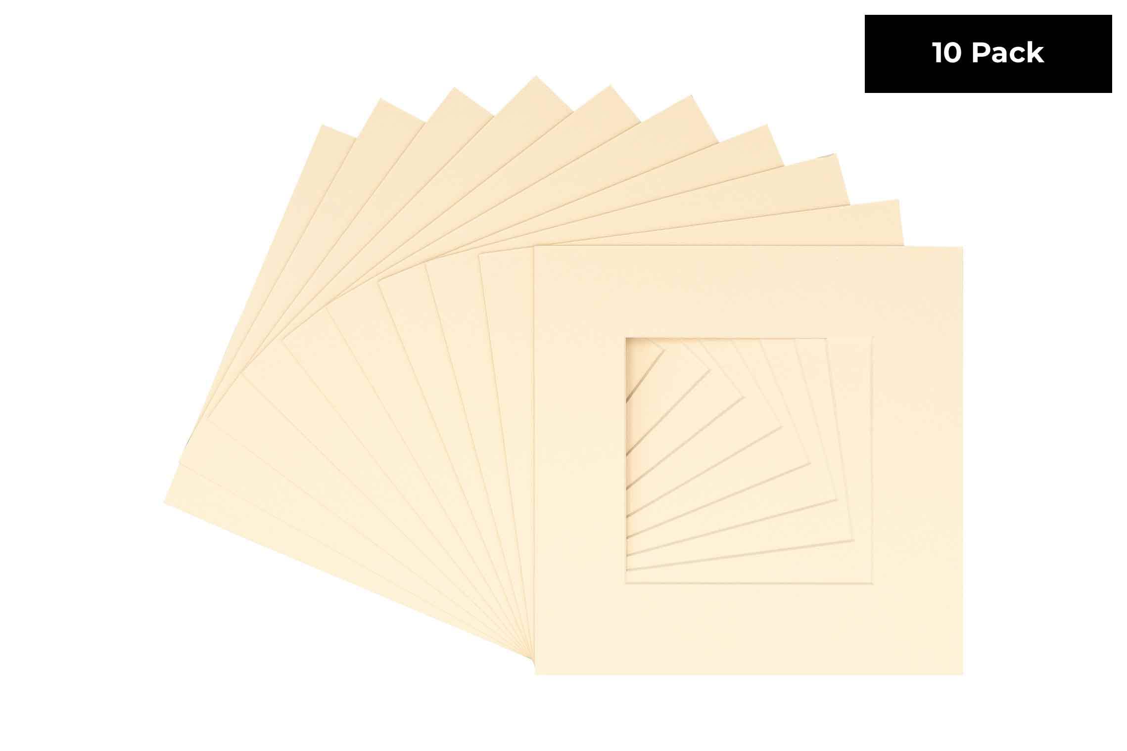 CountryArtHouse Cream Acid Free 24x24 Square Picture Frame Mat with White Core Bevel Cut for 8x8 Pictures - Fits 24x24 Frame - Pack of 10 Matboards
