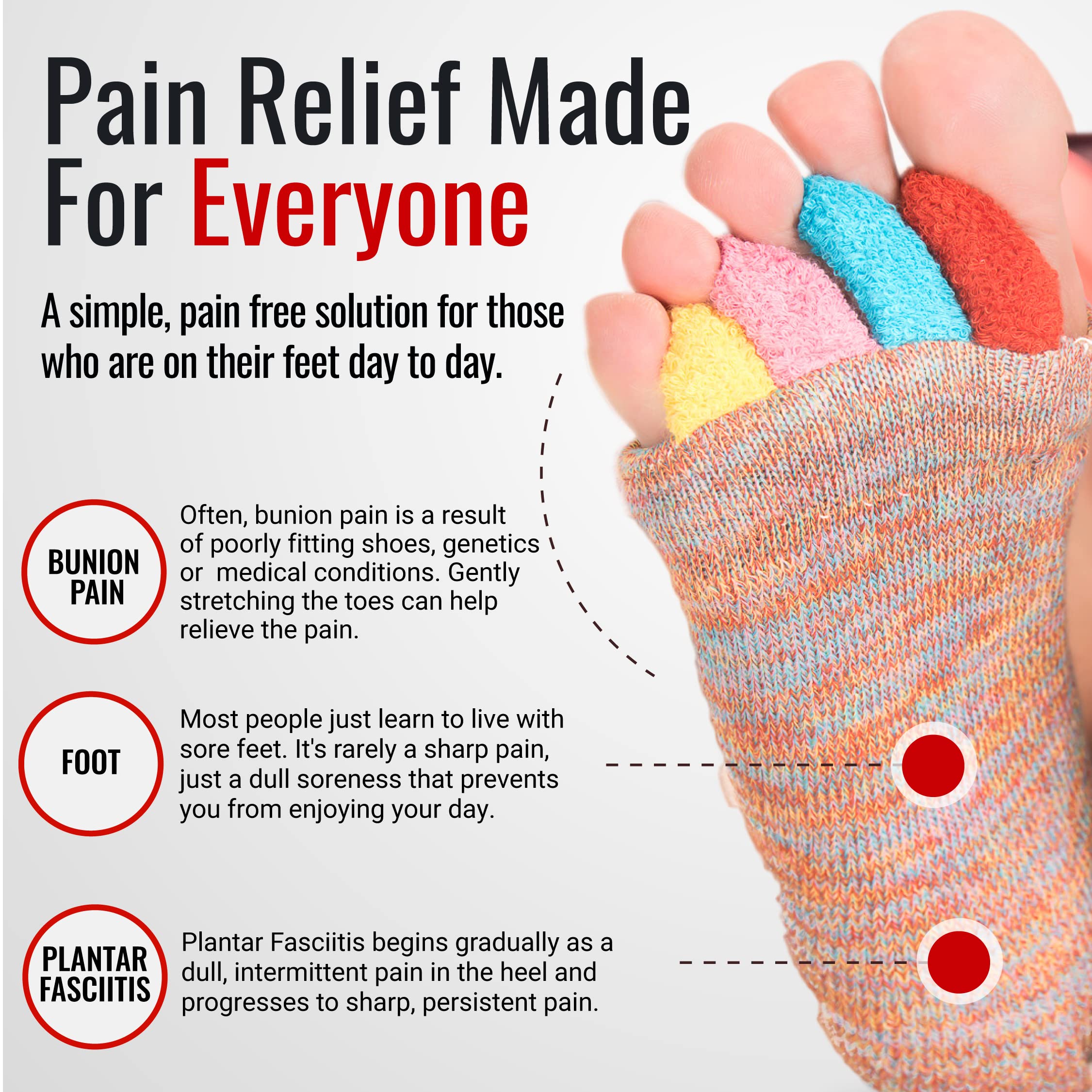My Happy Feet Foot Alignment Socks with Toe Separators for Men or Women | Multicolor