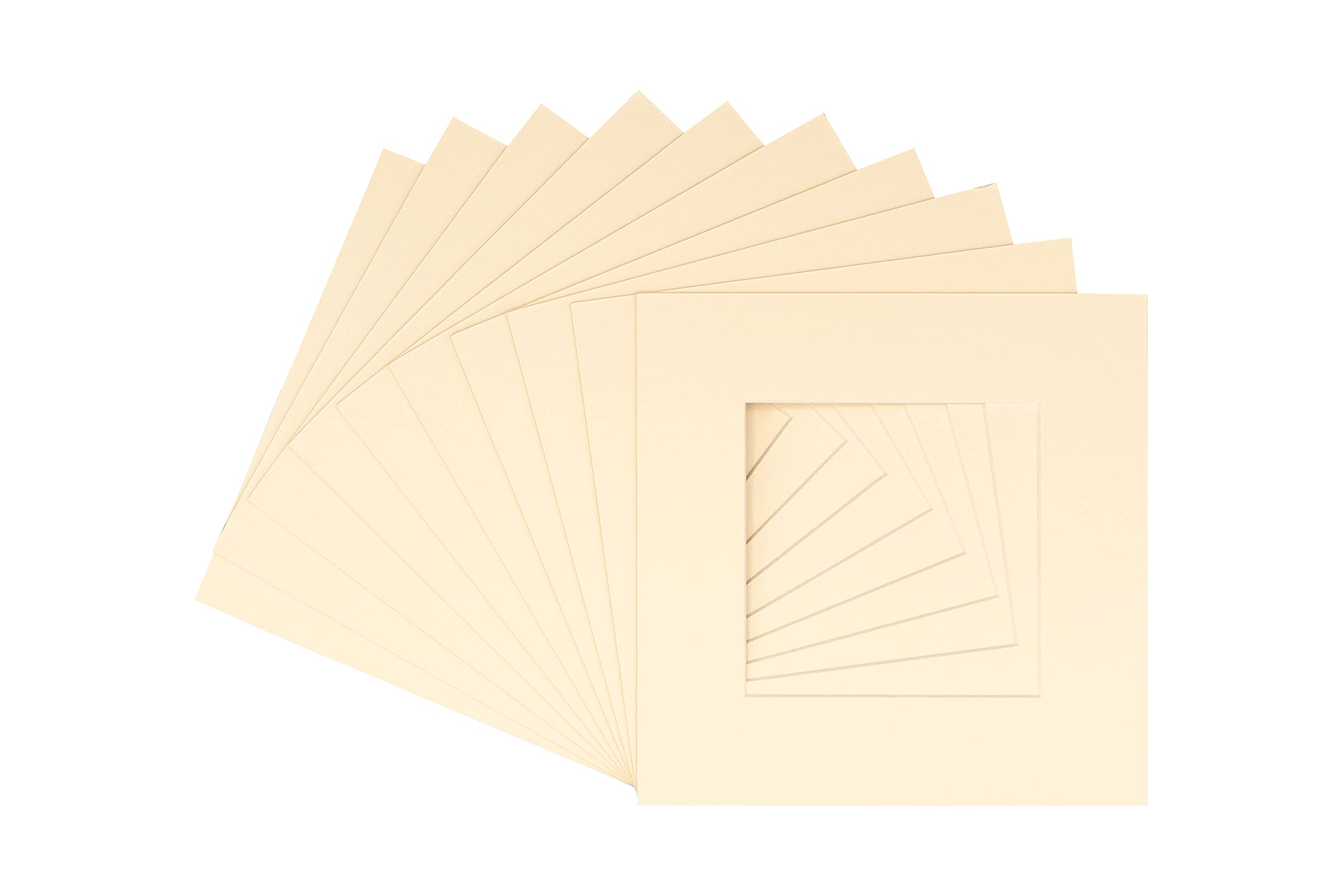 CountryArtHouse Cream Acid Free 24x24 Square Picture Frame Mat with White Core Bevel Cut for 8x8 Pictures - Fits 24x24 Frame - Pack of 10 Matboards