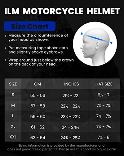 ILM MIPS Motorcycle Full Face Helmet Pinlock Insert Anti Fog Dual Visor Racing Casco de Moto Men Women DOT Model 129M(Matte Black Large)