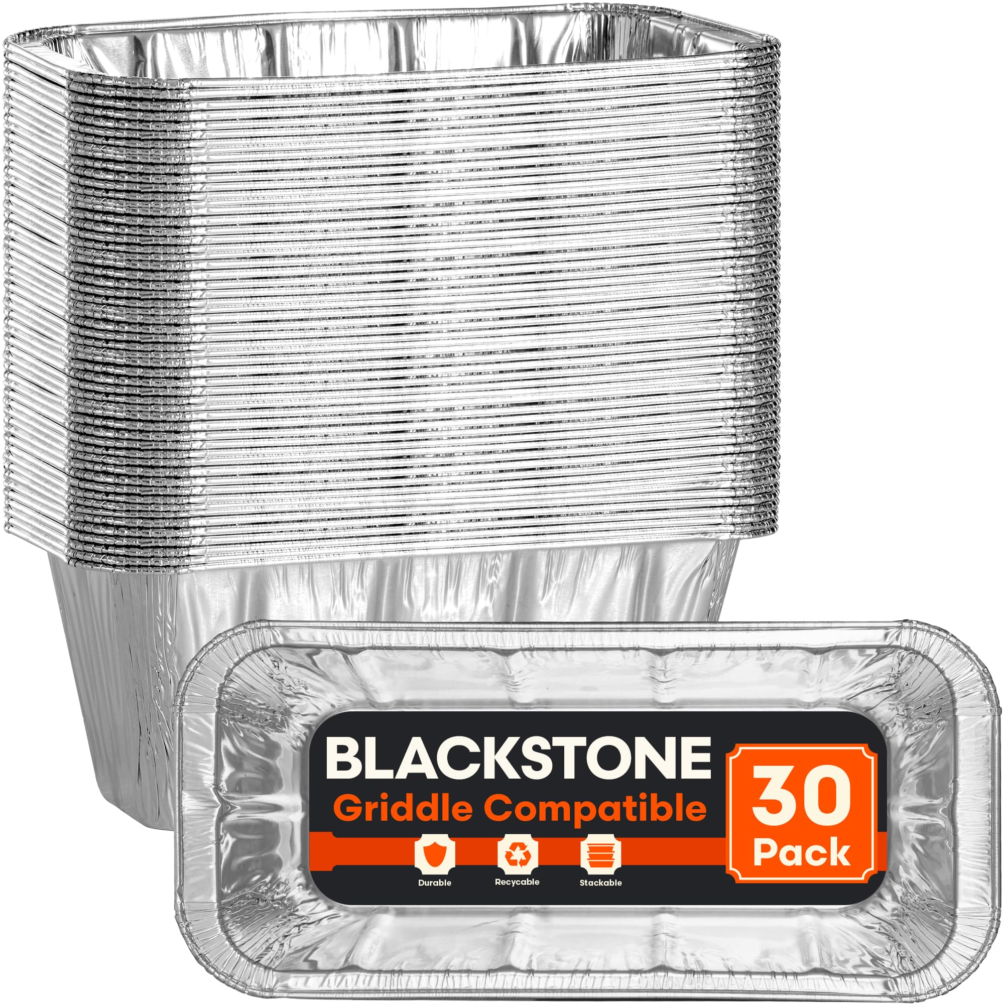 [30-Pack] Blackstone Griddle Compatible Cup Liners, Aluminum Foil Drip Pans for Easy Drain Management of Blackstone Grease Trays. Bulk Package, 5017, Size: 8" x 3 3/4"