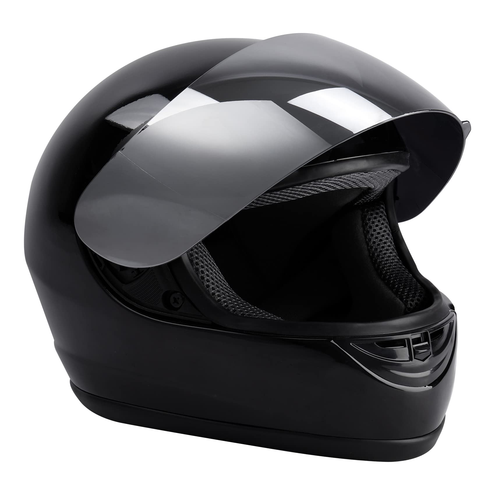 XFMT DOT Adult Motorcycle Flip Up Full Face Helmet Street Dirt Bike ATV Helmets (Black Mirror Shield, Medium)
