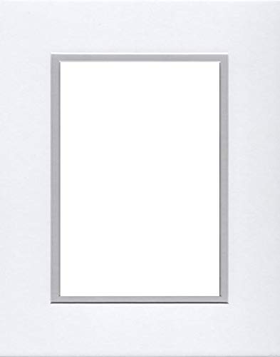Pack of (2) 20x24 Double Acid Free White Core Picture Mats Cut for 16x20 Pictures in White and Nantucket Grey