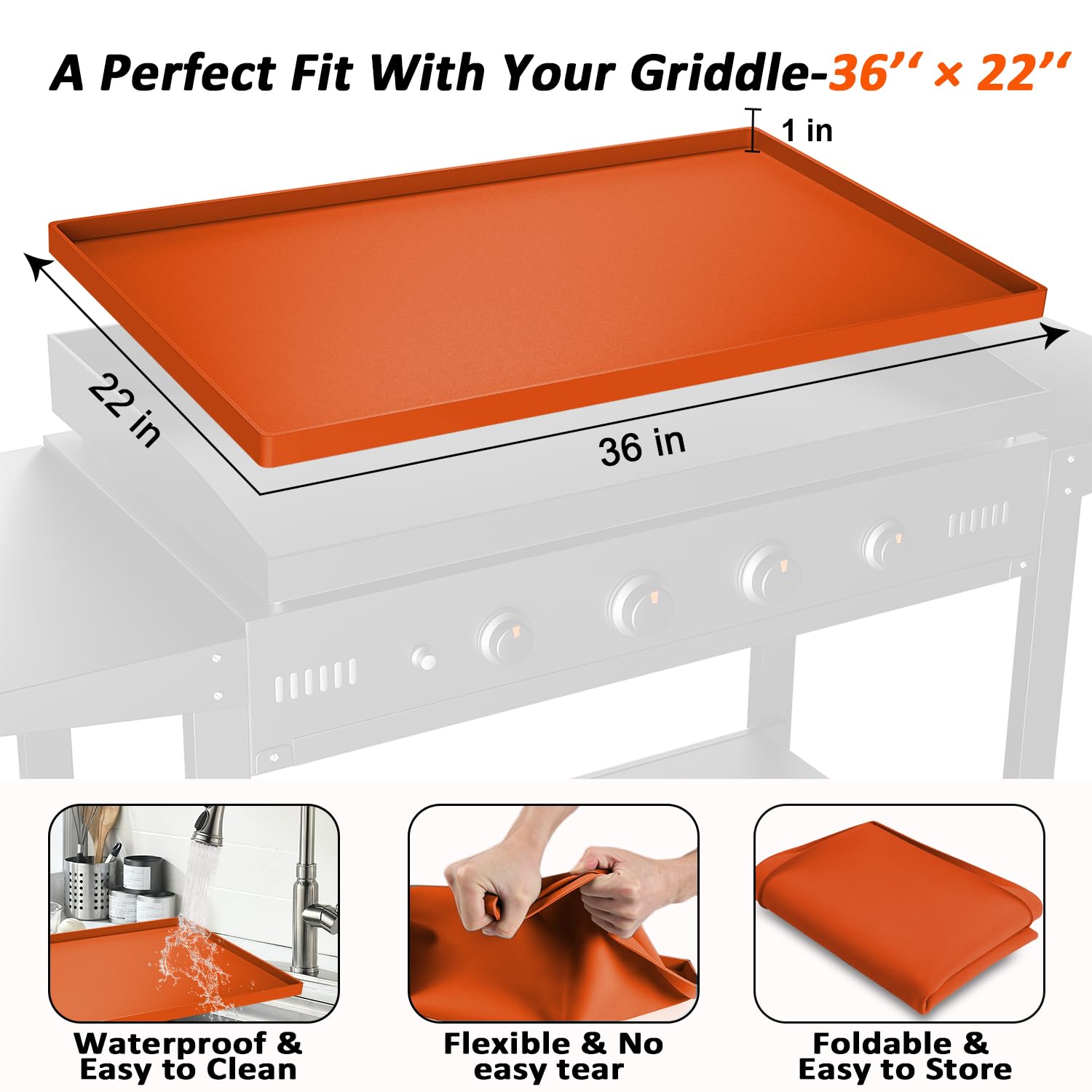 28 Inch Silicone Griddle Mat for Blackstone, Heavy Duty Food Grade Silicone Protective Griddle Cover Blackstone Griddle Accessories Heat & Cold Resistant, Prevent Rust&Dust