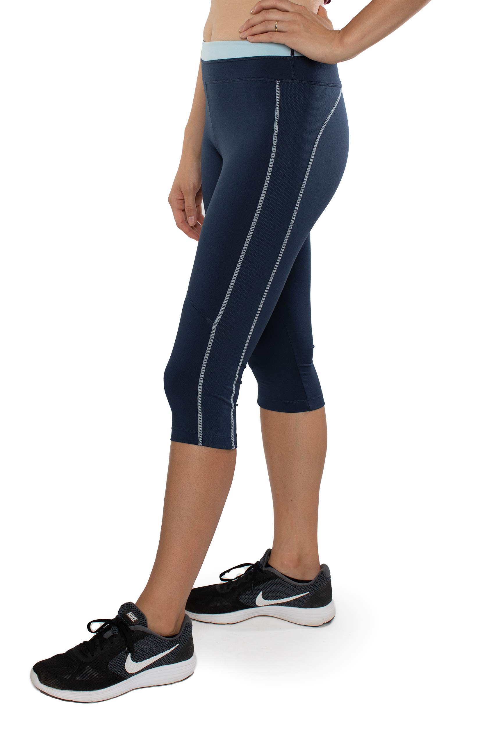 Alex + Abby Women's Plus-Size Advantage Capri Legging 2X True Blue Navy/Royal