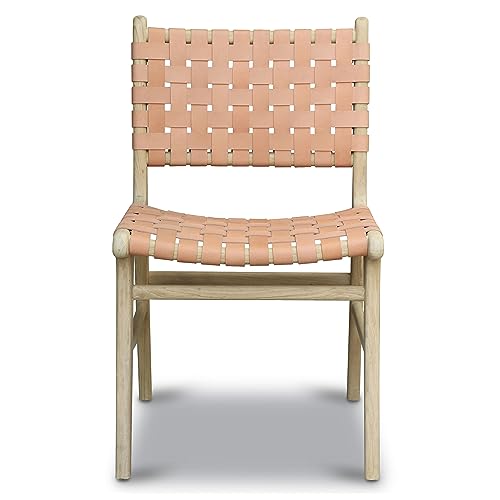 POLY & BARK Banda Teak & Leather Dining Chair, Russet Natural