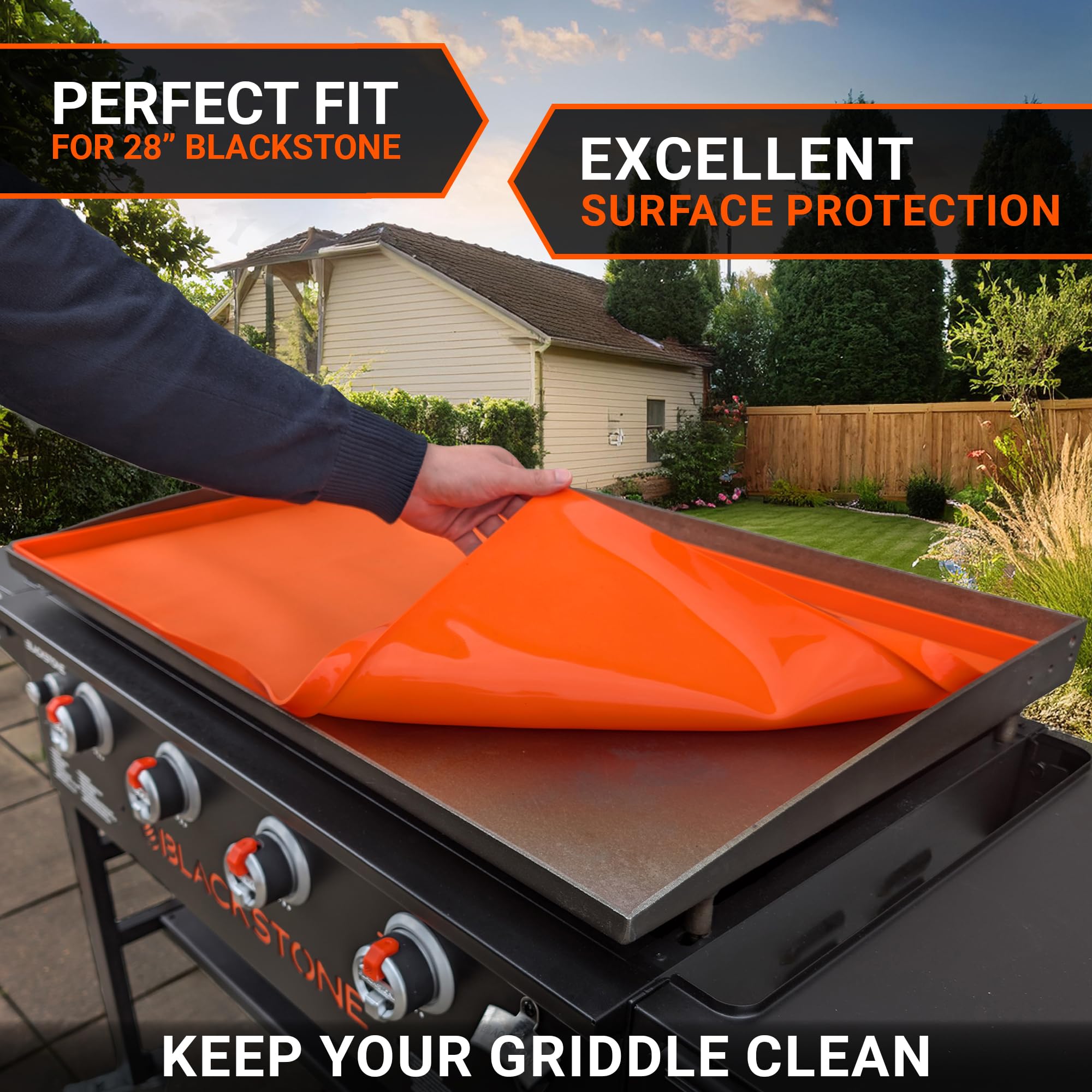 28" Premium Silicone Griddle Mat for Blackstone 28 Inch Griddle Accessories - Heavy Duty Food Grade Silicone Grill Cover - True Protection From Dirt & Rust All Year Round [2025 Upgrade]