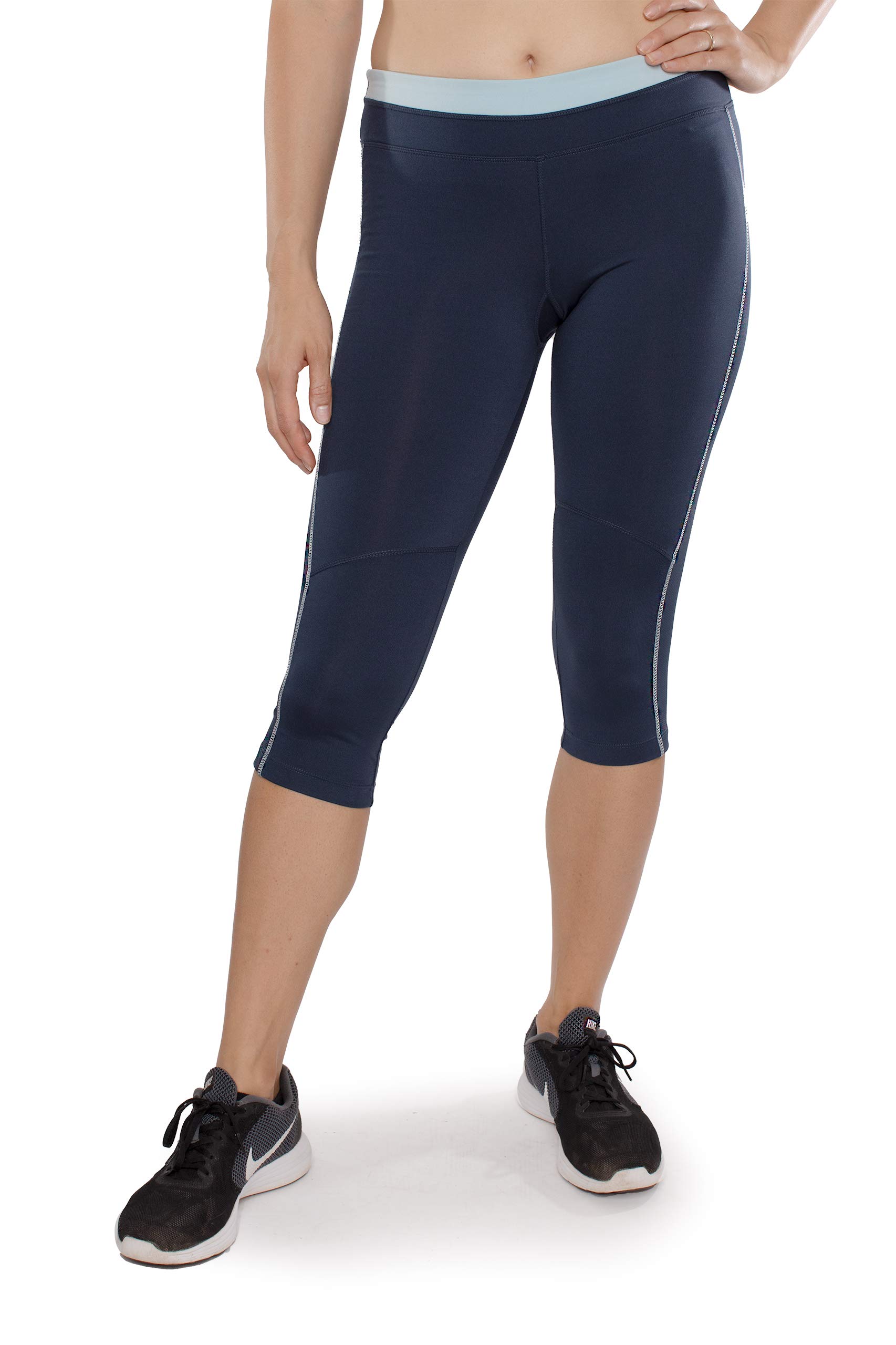Alex + Abby Women's Plus-Size Advantage Capri Legging 2X True Blue Navy/Royal