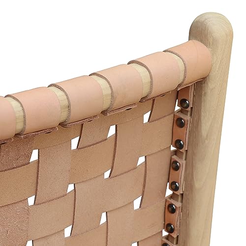 POLY & BARK Banda Teak & Leather Dining Chair, Russet Natural
