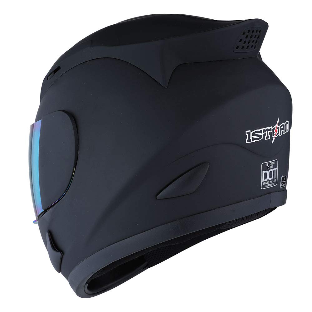 1Storm Motorcycle Bike Full Face Helmet Mechanic + Motorcycle Bluetooth Headset: Matt Black