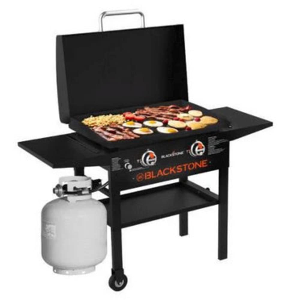 Blackstone 1883 Gas Hood & Side Shelves Heavy Duty Flat Top Griddle Grill Station 28 inch Black & 5017 Grease Cup Liners for Rear Grease Griddles - 10-Pack