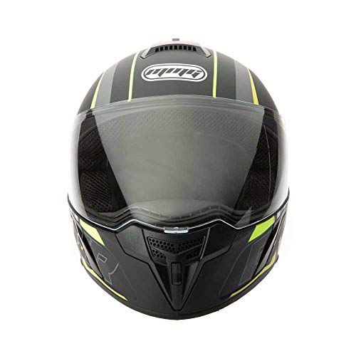 Motorcycle Full Face Helmet DOT Street Legal +2 Visors Comes with Clear Shield and Free Smoked Shield (MGAH21) (Matte Black Yellow, Large)