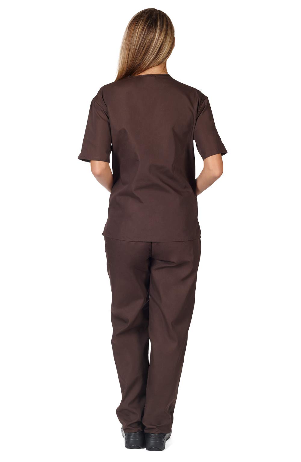 Natural Uniforms Women's Scrub Set Medical Scrub Tops and Pants - Pack of 2 Set (Large, Chocolate)