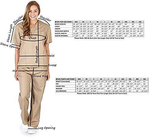 Natural Uniforms Women's Scrub Set Medical Scrub Tops and Pants - Pack of 2 Set (Large, Chocolate)