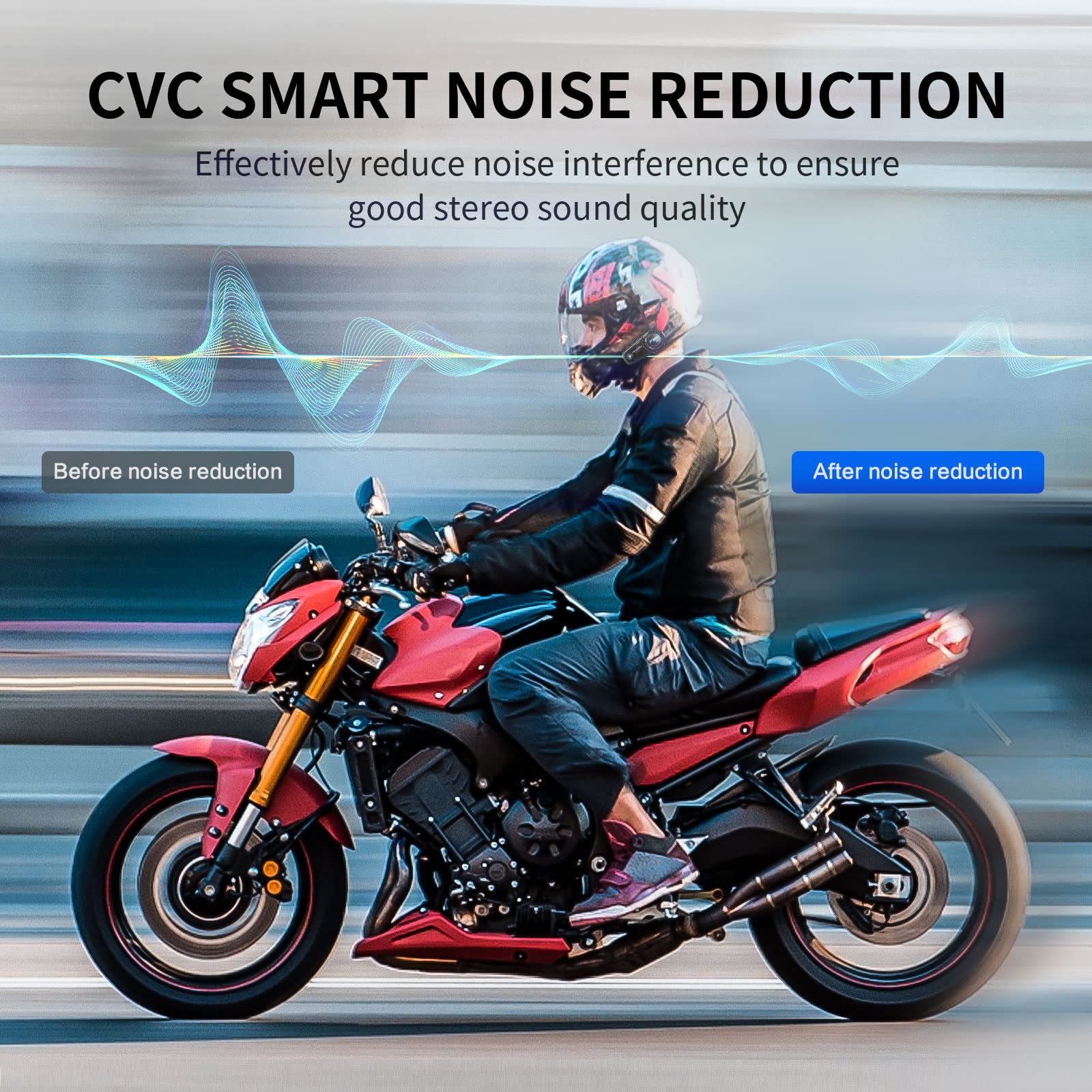Fodsports FX8 AIR Motorcycle Bluetooth Headset, 1000M Motorcycle Communication Systems with 3 Sound Effects, Hands-Free Helmet Intercom with CVC Noise Cancellation, IP65 Waterproof, FM Radio, 1 Pack
