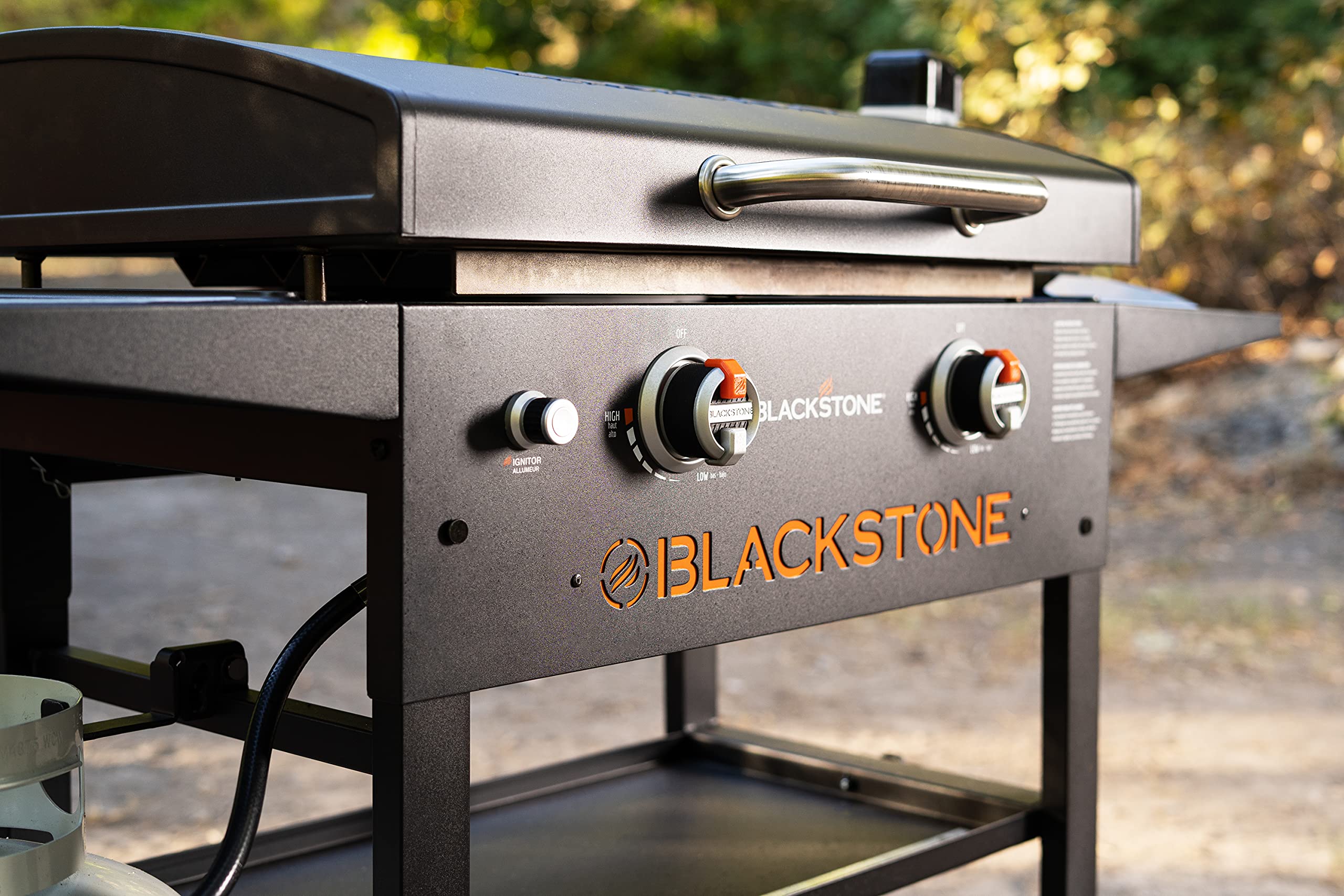 Blackstone 1883 Gas Hood & Side Shelves Heavy Duty Flat Top Griddle Grill Station 28 inch Black & 5017 Grease Cup Liners for Rear Grease Griddles - 10-Pack