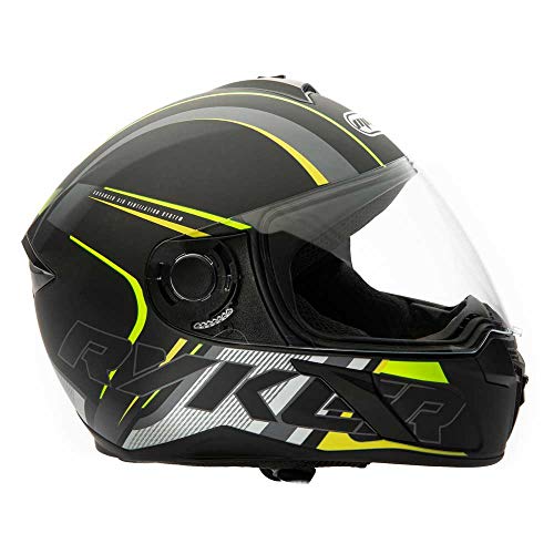 Motorcycle Full Face Helmet DOT Street Legal +2 Visors Comes with Clear Shield and Free Smoked Shield (MGAH21) (Matte Black Yellow, Large)